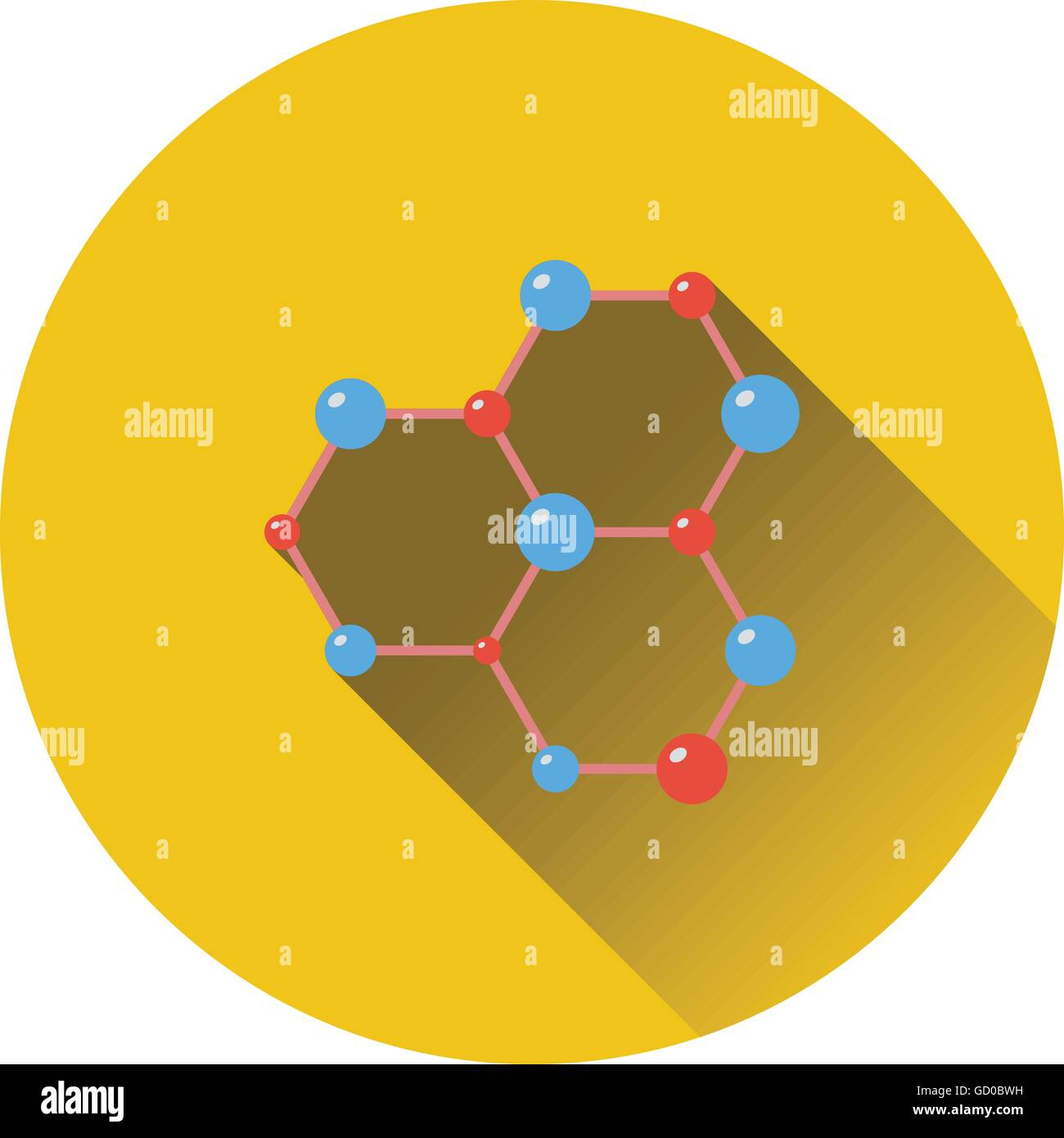 Icon of chemistry hexa connection of atoms. Flat color design. Vector ...