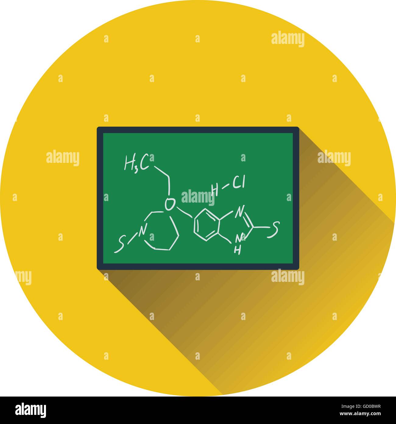 Icon of chemistry formula on classroom blackboard. Flat color design ...