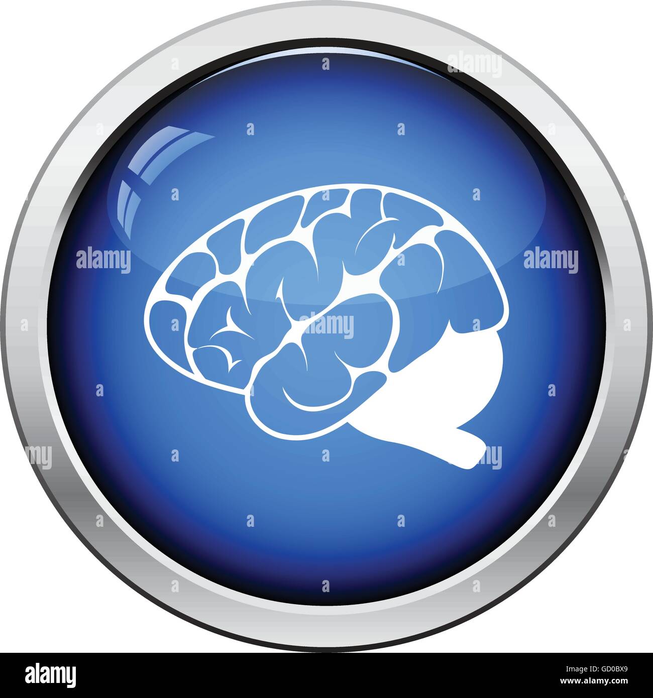 Brain icon. Glossy button design. Vector illustration Stock Vector ...