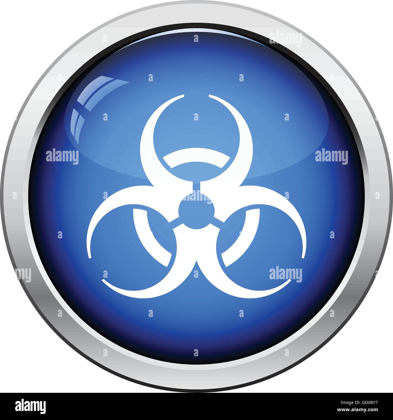 Biohazard icon. Glossy button design. Vector illustration Stock Vector ...