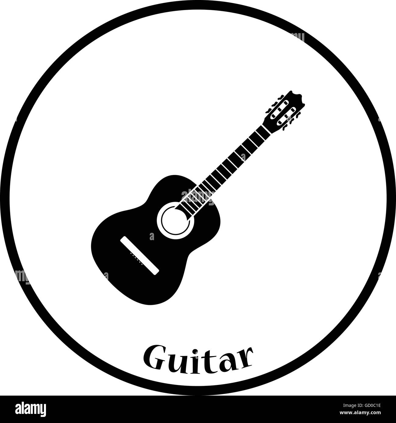 Acoustic guitar icon. Thin circle design. Vector illustration Stock ...