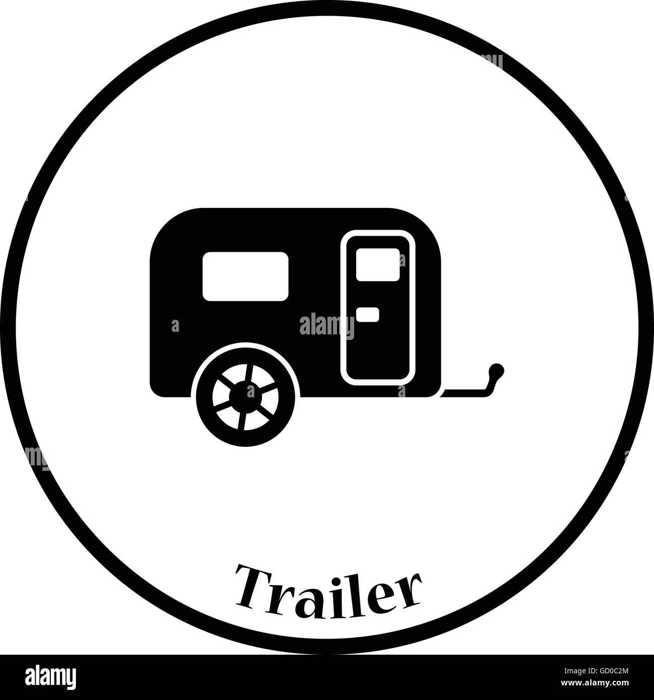 Camping family caravan car icon. Thin circle design. Vector ...