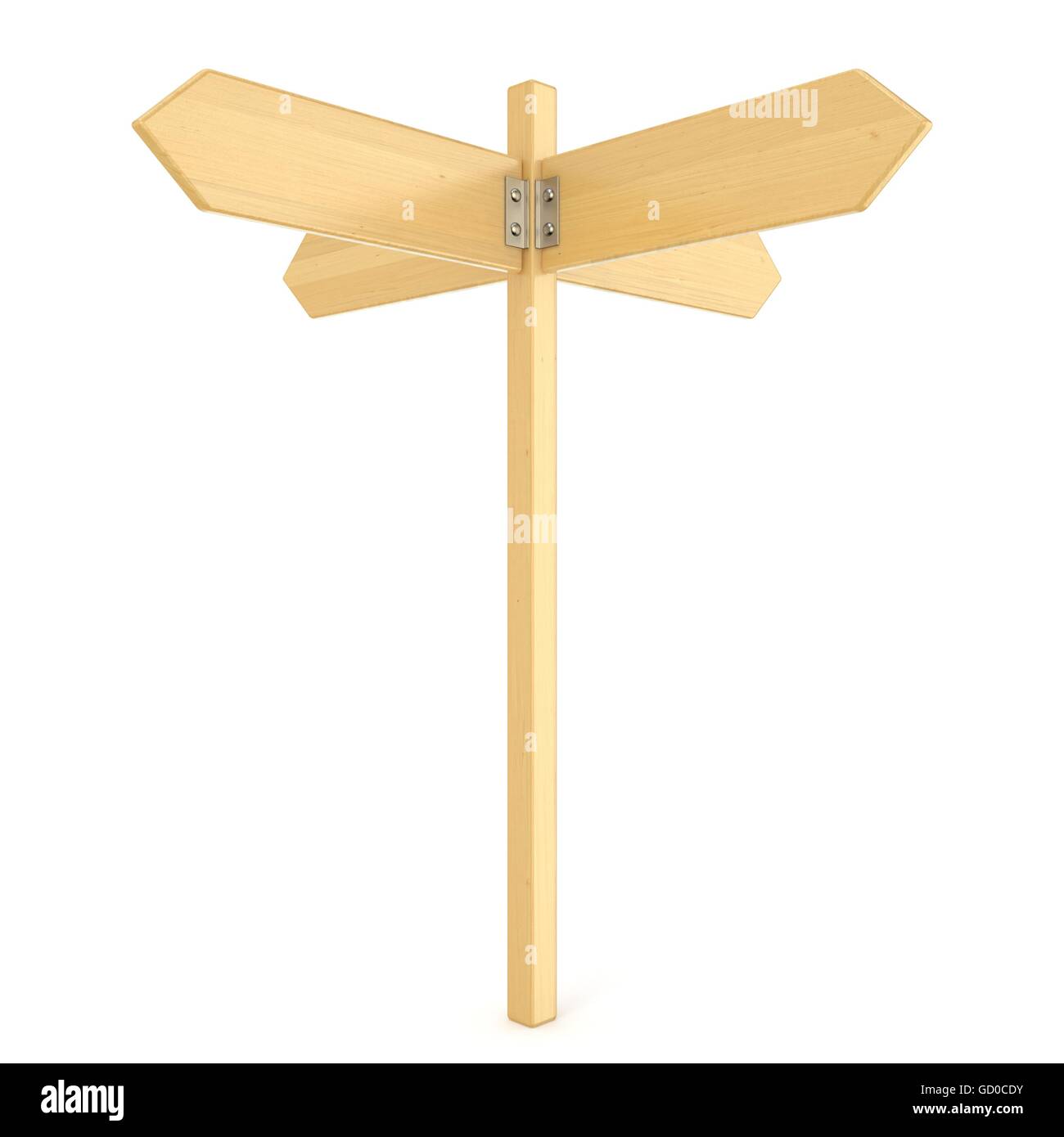 Wooden signpost. 3D render illustration isolated on white background ...