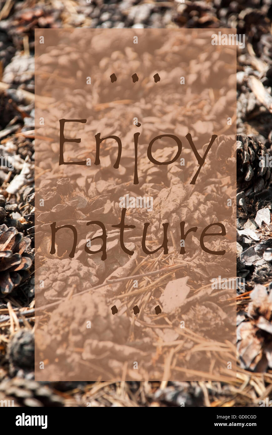 Vertical Autumn Card, Quote Enjoy Nature Stock Photo - Alamy