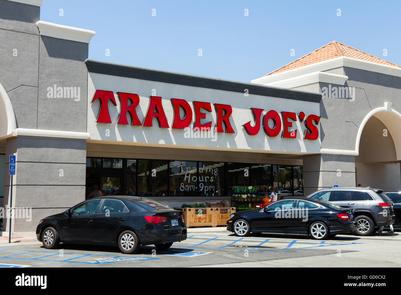Trader Joes Grocery storefront exterior in Tustin California Stock ...