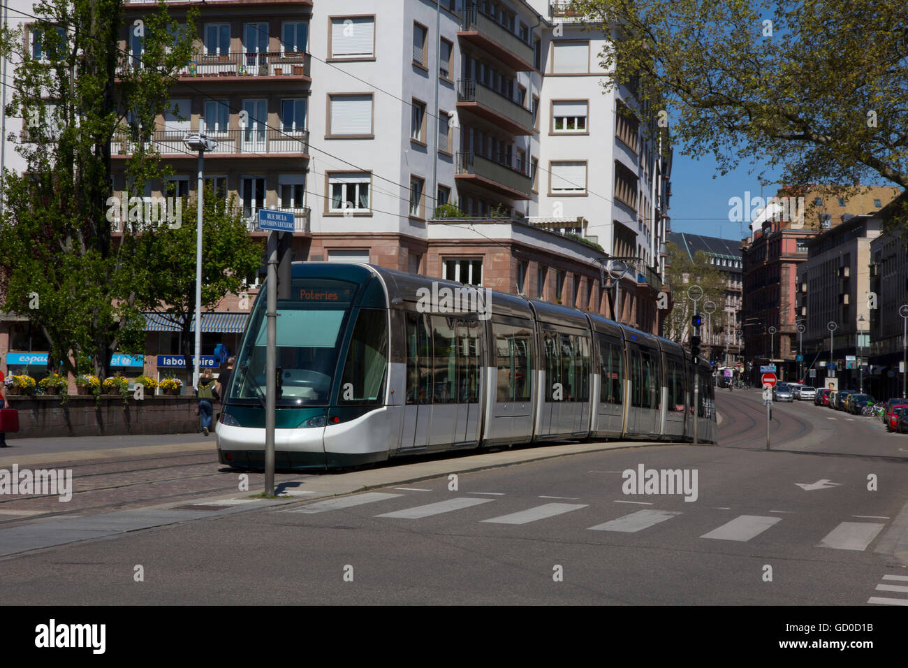 Train tramway modern buildings hi-res stock photography and images - Alamy