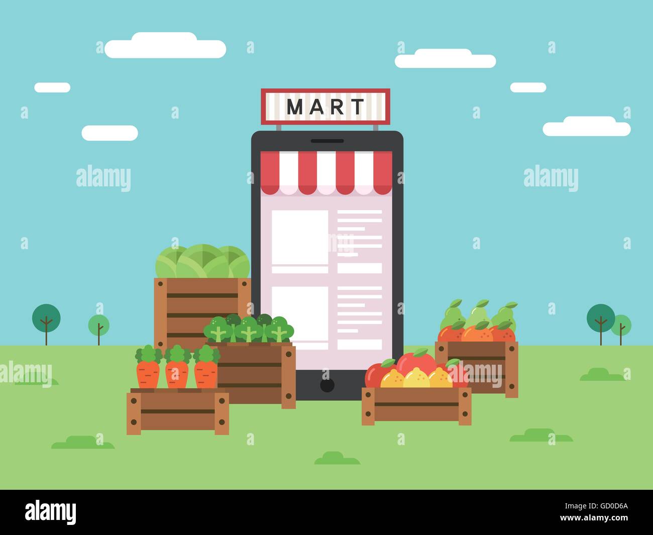 Mobile fruit shopping Stock Vector Images - Alamy