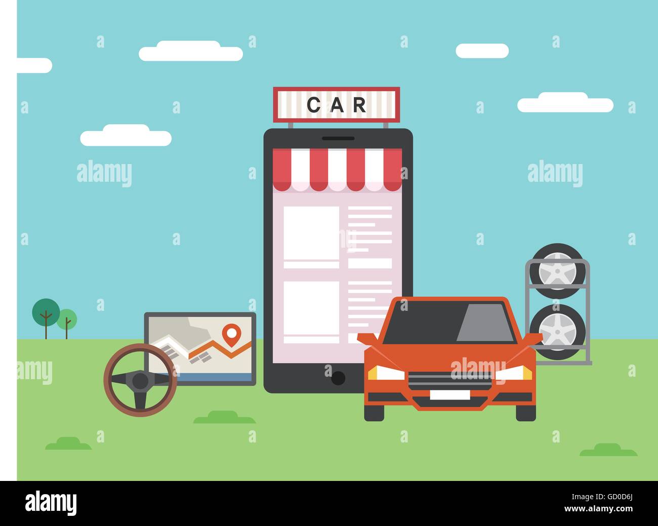 Mobile shop store car Stock Vector Images - Alamy