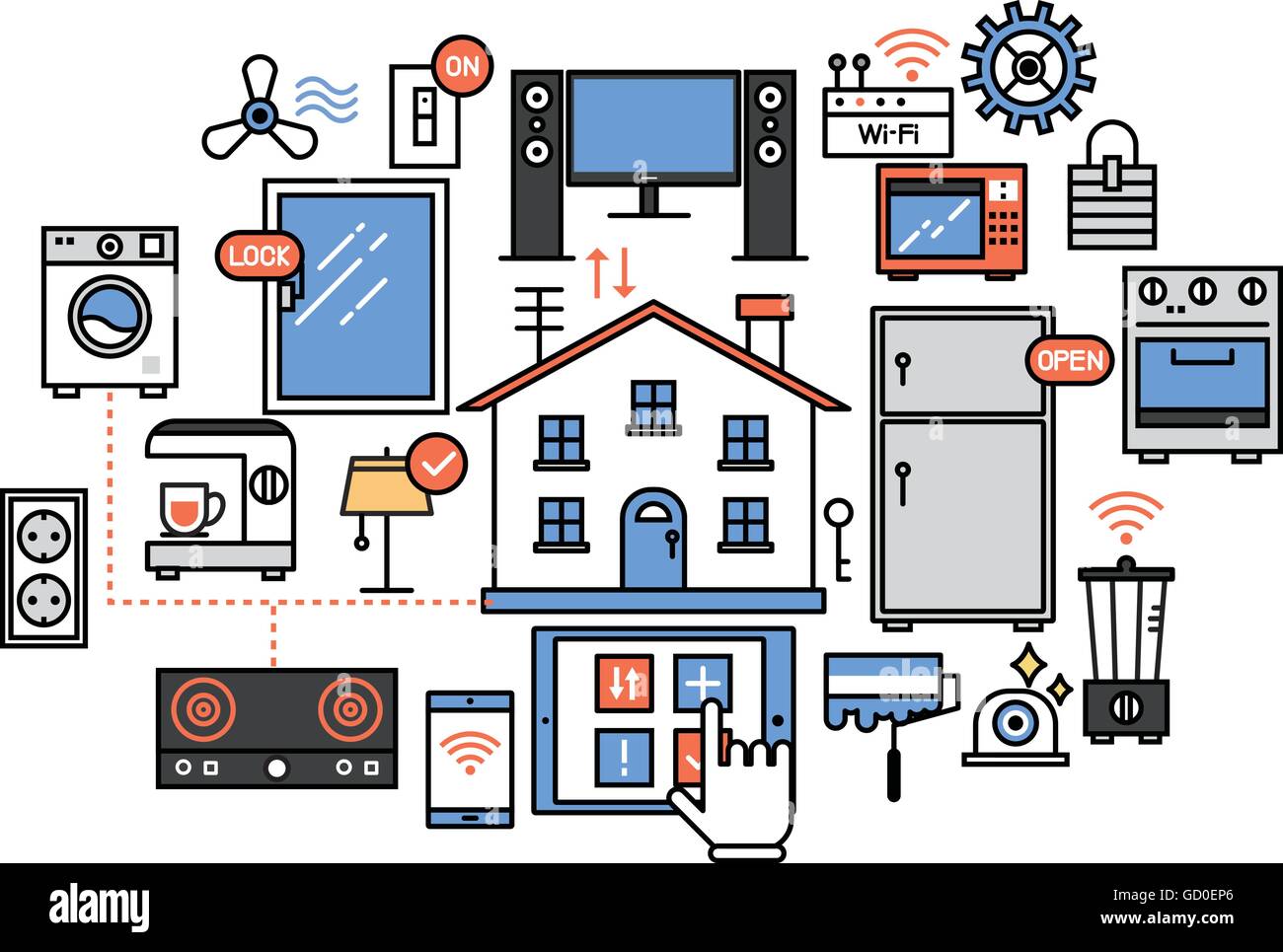 Smart refrigerator Stock Vector Images - Alamy