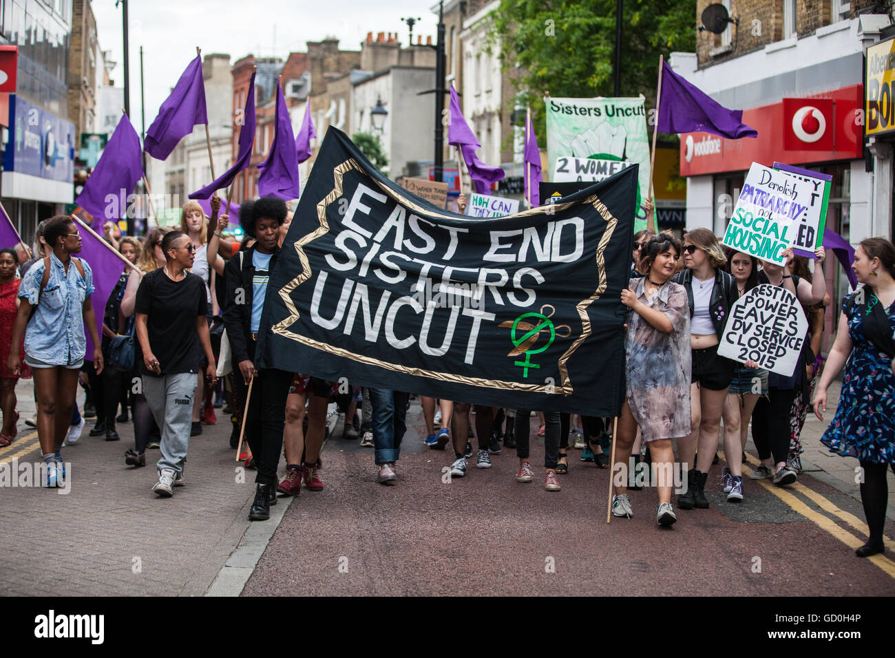 London, UK. 9th July, 2016. Feminist direct action group Sisters Uncut ...