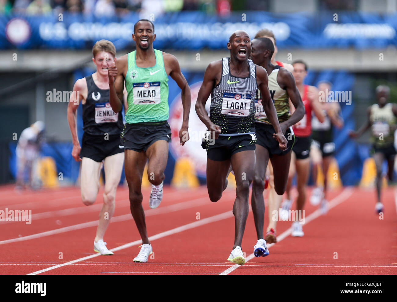July 9, 2016 - BERNARD LAGAT pulls into the lead in the men's 5K at the ...