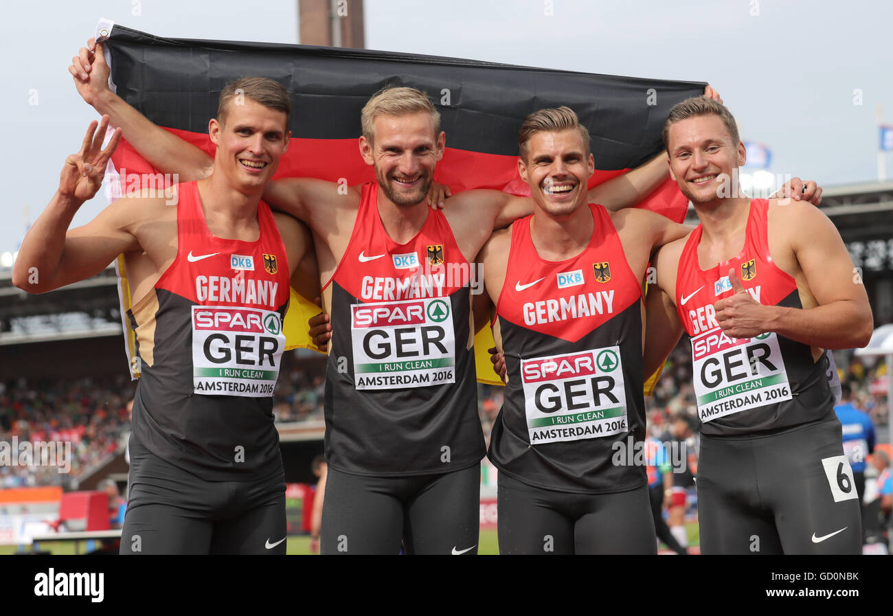 Amsterdam, The Netherlands. 10th July, 2016. German relay team 4x100 ...