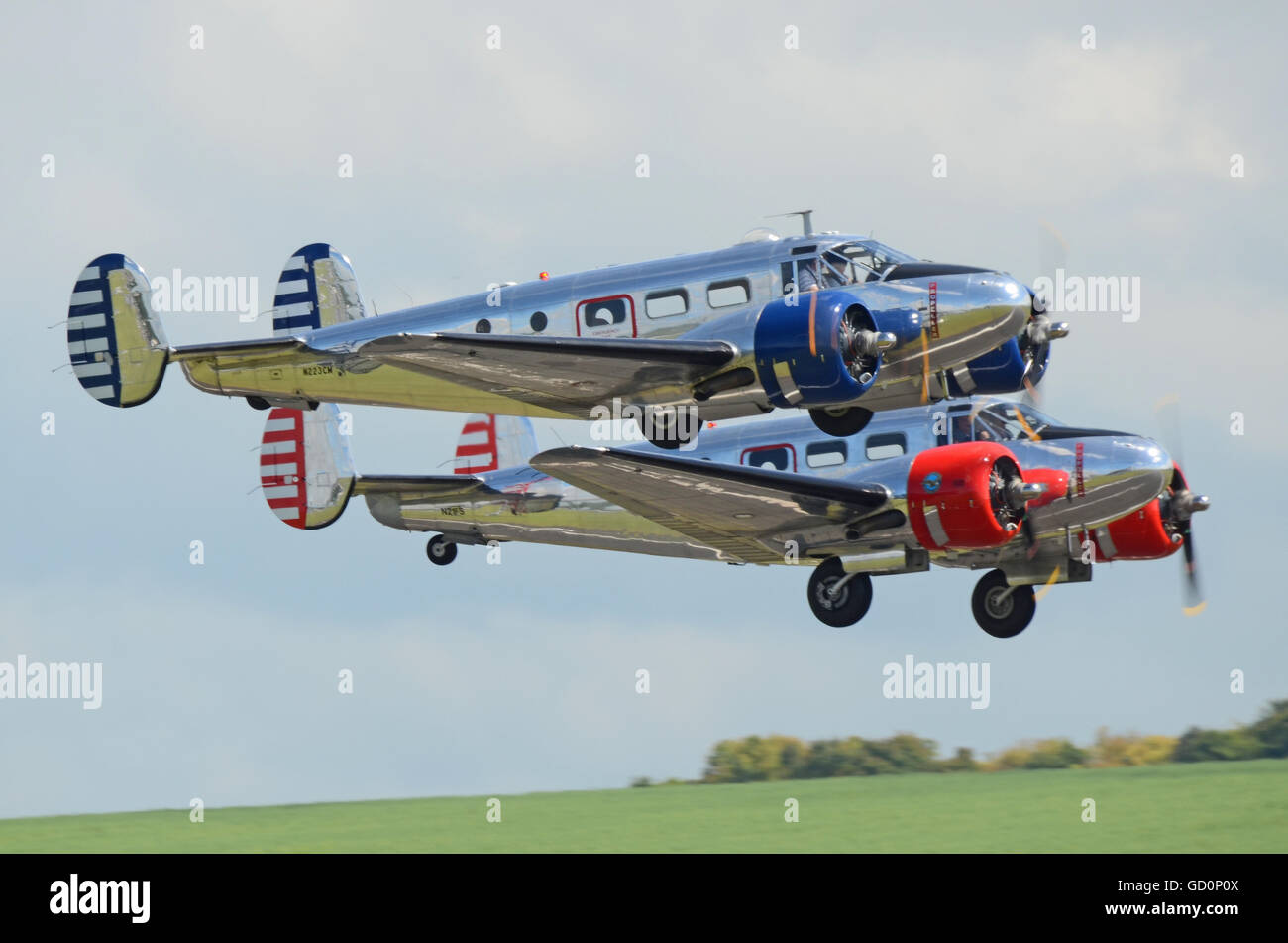 Beech 18 pair IWM Duxford. The Flying Legends Airshow Stock Photo - Alamy