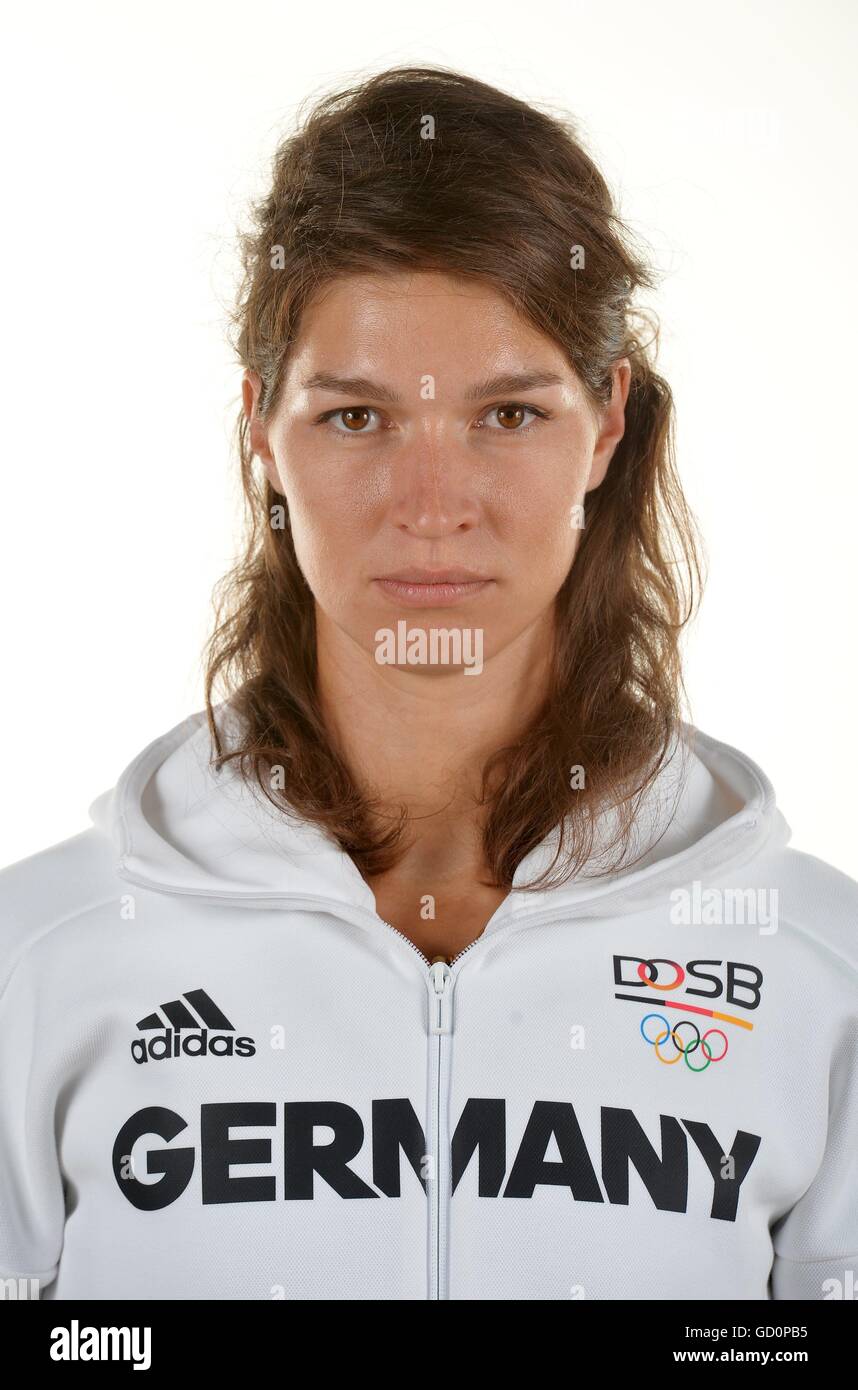 Hannover, Germany. 08th July, 2016. Carina Bär poses at a photocall ...