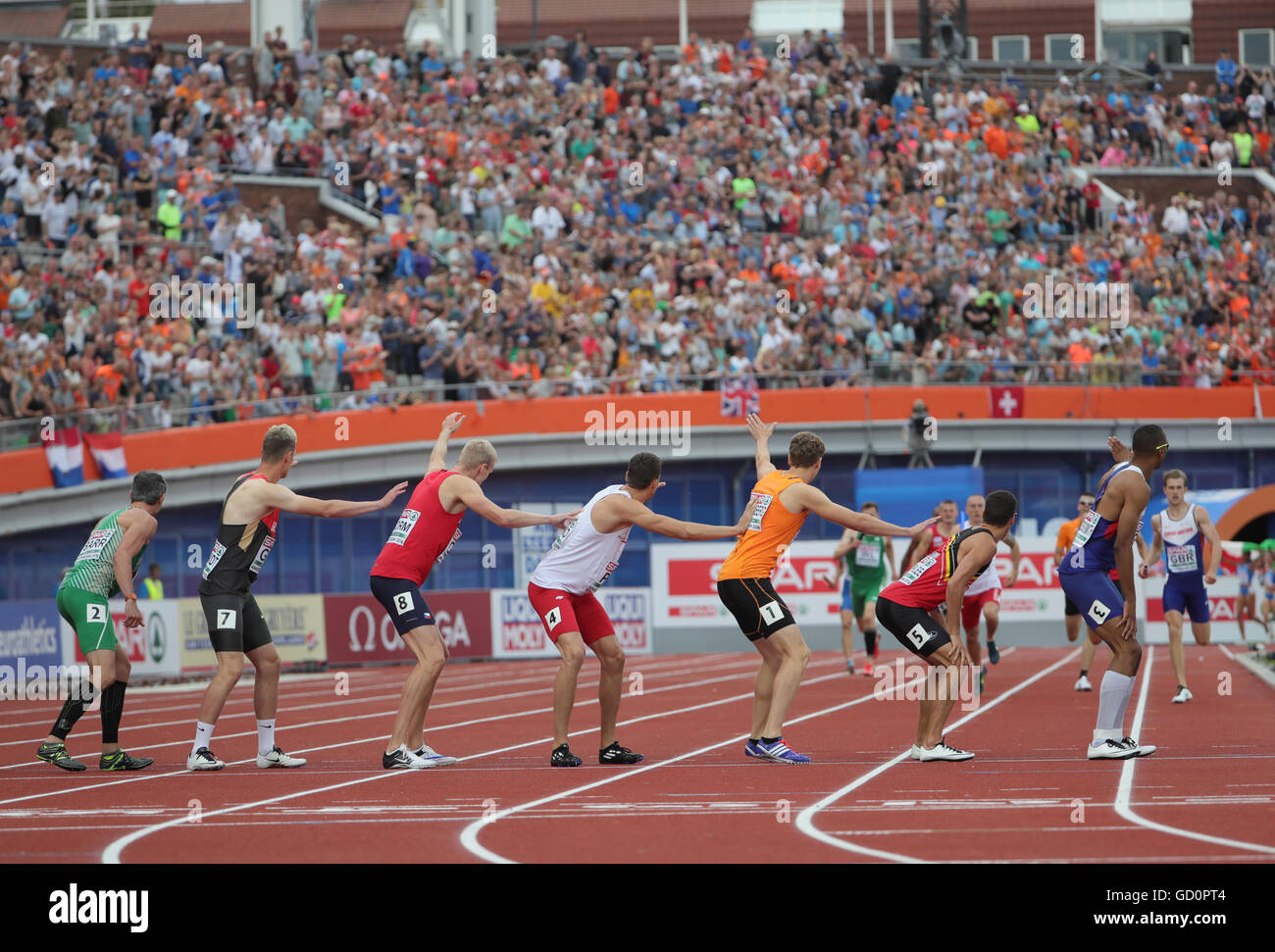 Amsterdam, The Netherlands. 10th July, 2016. Runner of the 4 x 400 ...