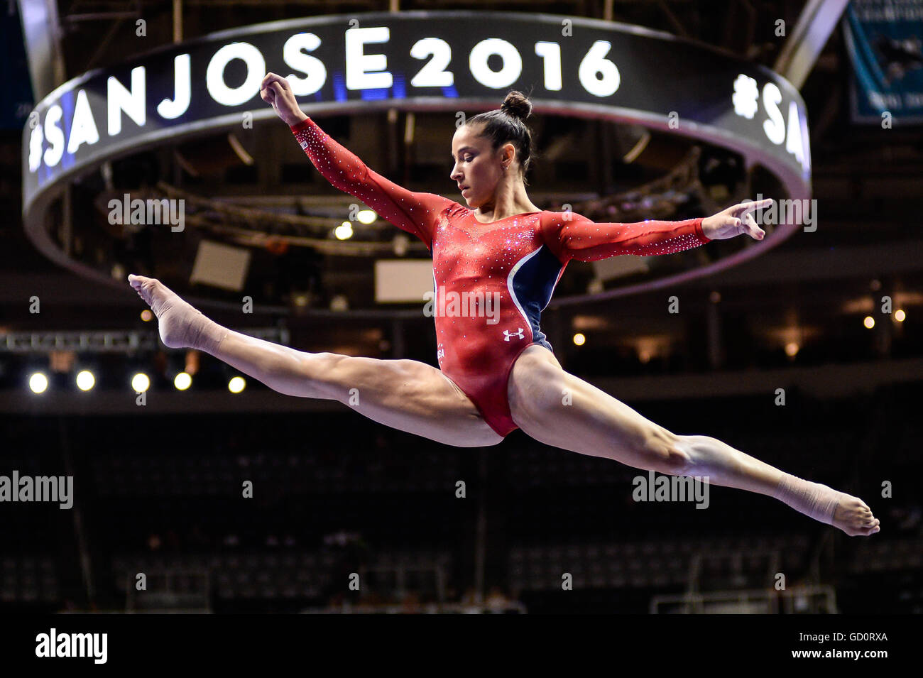 San Jose, California, USA. 8th July, 2016. ALEXANDRA RAISMAN practices ...