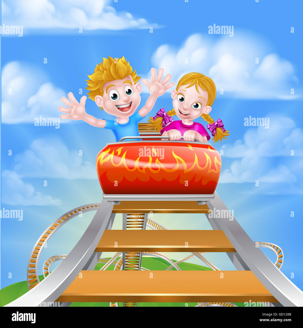 Roller coaster cartoon hi-res stock photography and images - Alamy