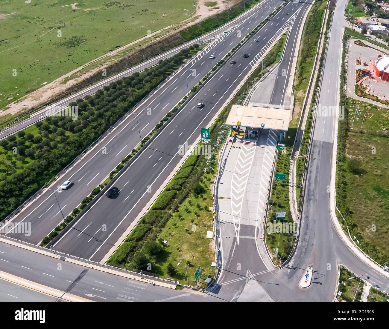 Attiki Odos, Attica Tollway highway and toll station, Athens, Greece ...