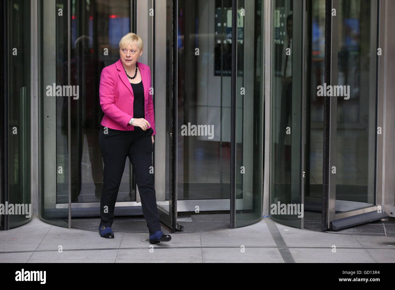 Labour mp angela eagle leaves bbc broadcasting house hi-res stock ...