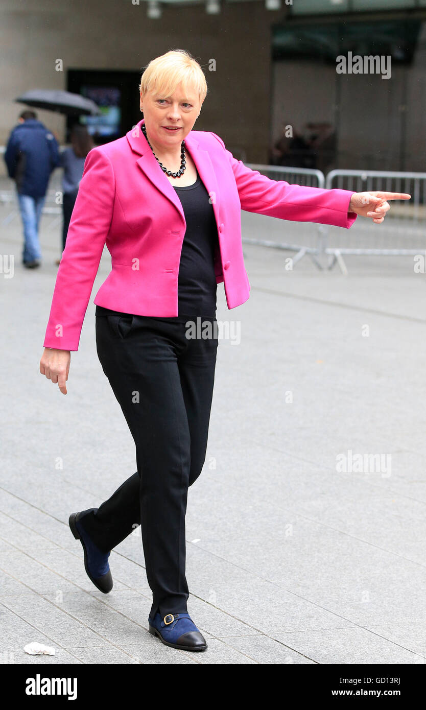 Labour mp angela eagle leaves bbc broadcasting house hi-res stock ...