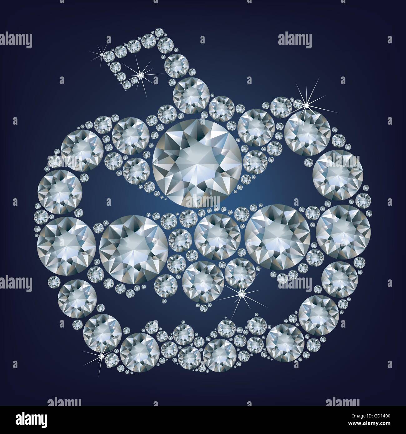 Halloween Pumpkin made up a lot of diamonds on the black background ...