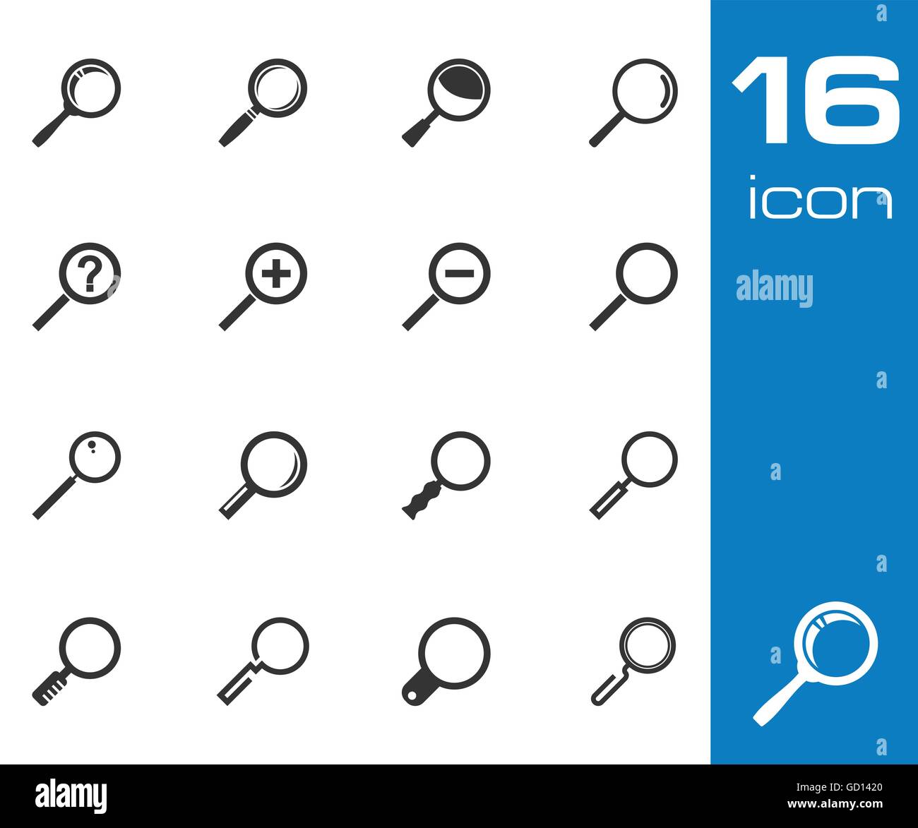 Vector black magnifying glass icons set Stock Vector Image & Art - Alamy