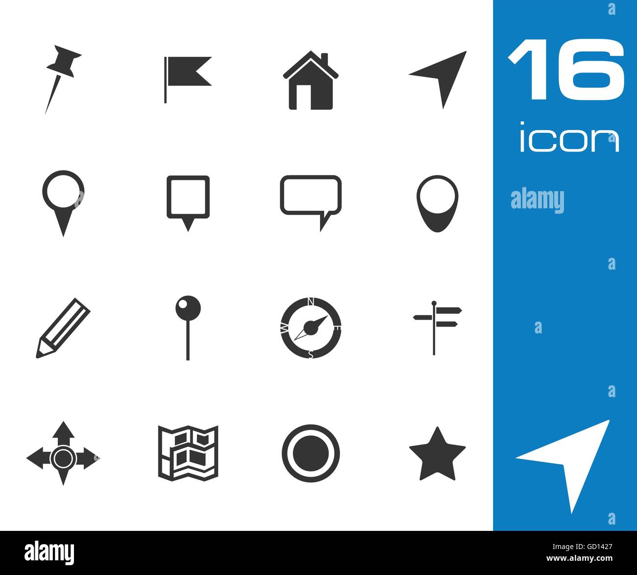 Vector black map icon set Stock Vector Image & Art - Alamy