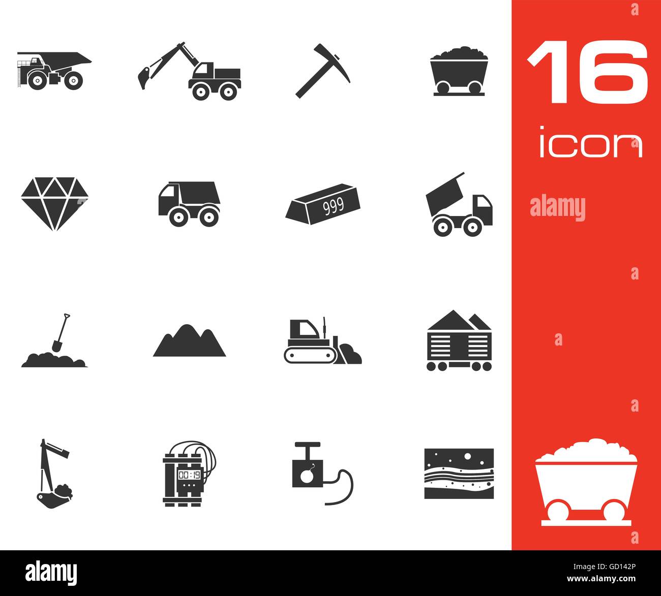 Vector black mining icons set Stock Vector Image & Art - Alamy