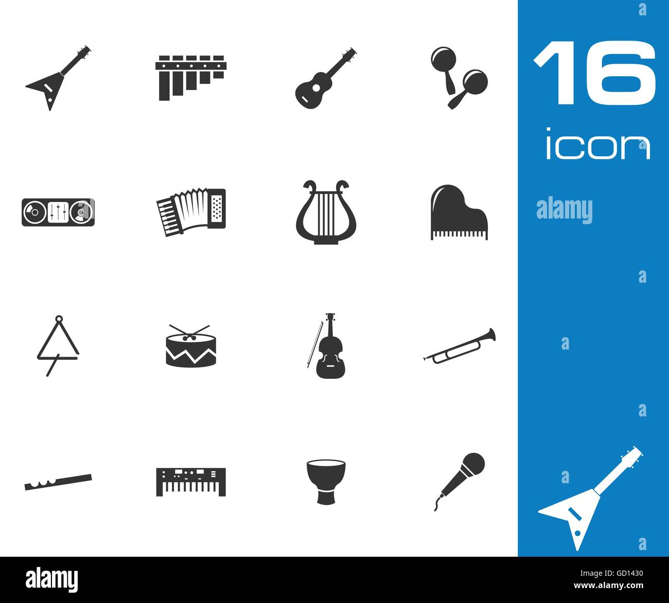 Vector black music instruments icons set Stock Vector Image & Art - Alamy