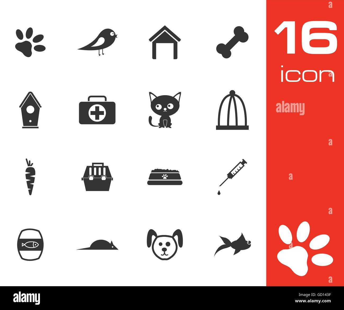 Vector black pet icons set Stock Vector Image & Art - Alamy