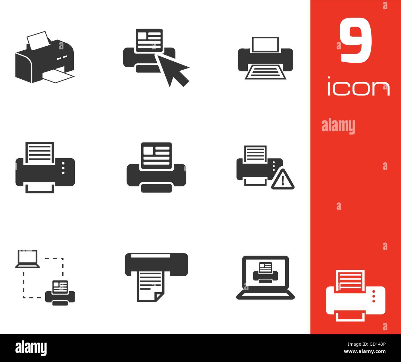 Vector balck printer icons set Stock Vector Image & Art - Alamy