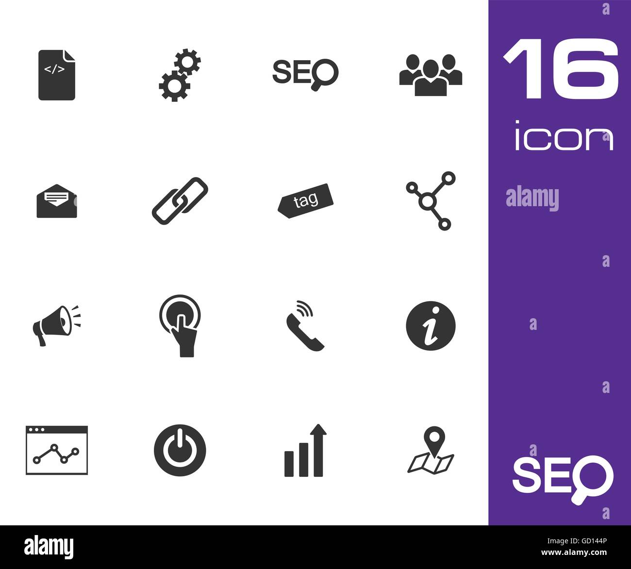 Vector black seo icons set Stock Vector Image & Art - Alamy