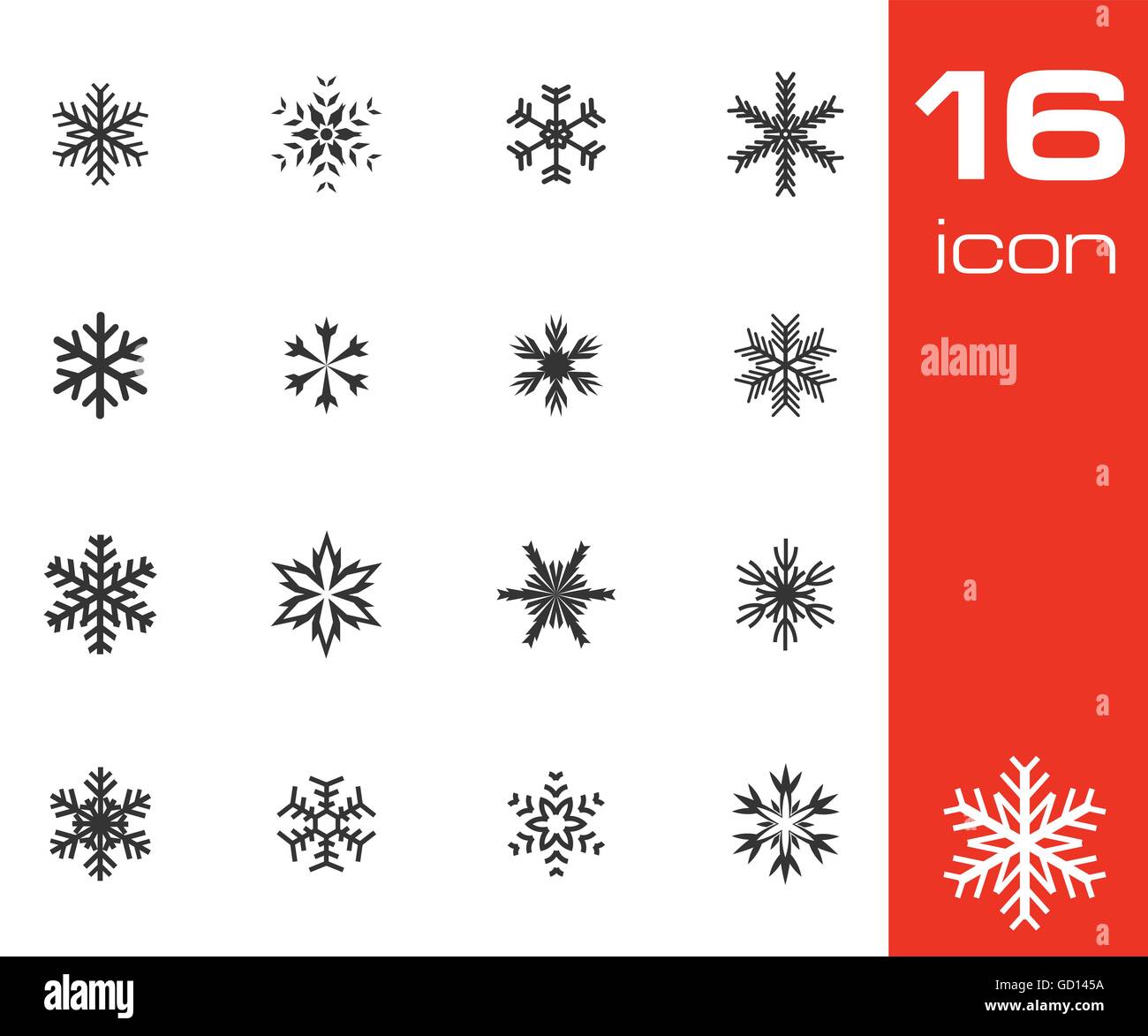 Vector black snowflake icons set Stock Vector Image & Art - Alamy