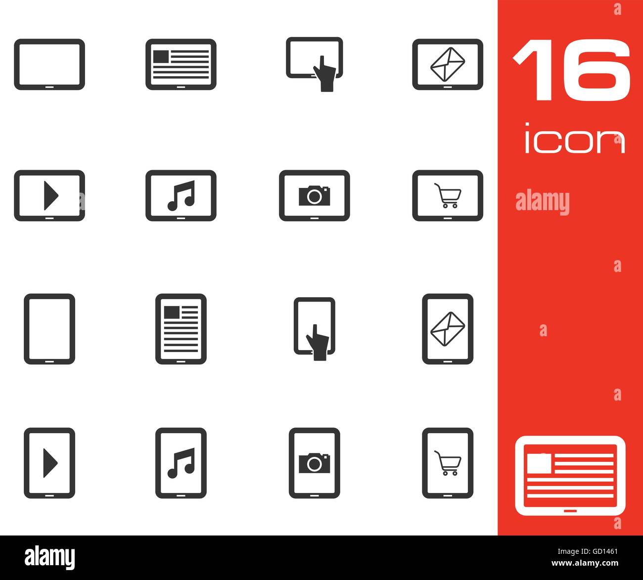 Vector black tablet icons set Stock Vector Image & Art - Alamy