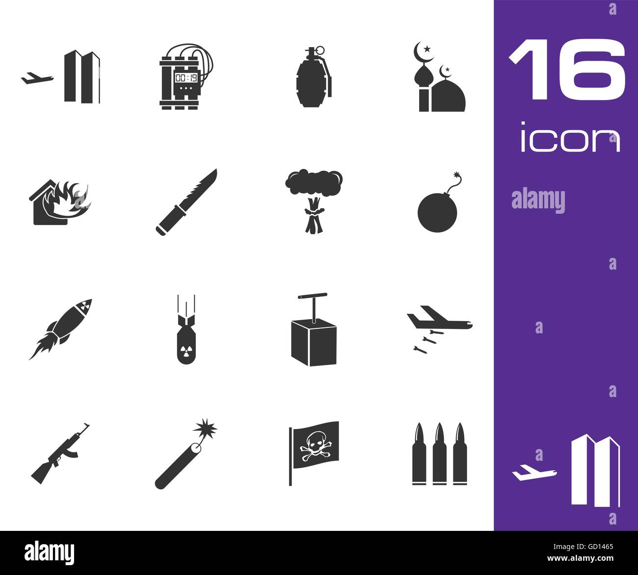 Vector black terrorism icons set Stock Vector Image & Art - Alamy