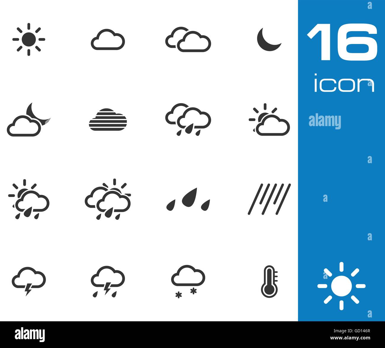 Vector black weather icons set Stock Vector Image & Art - Alamy