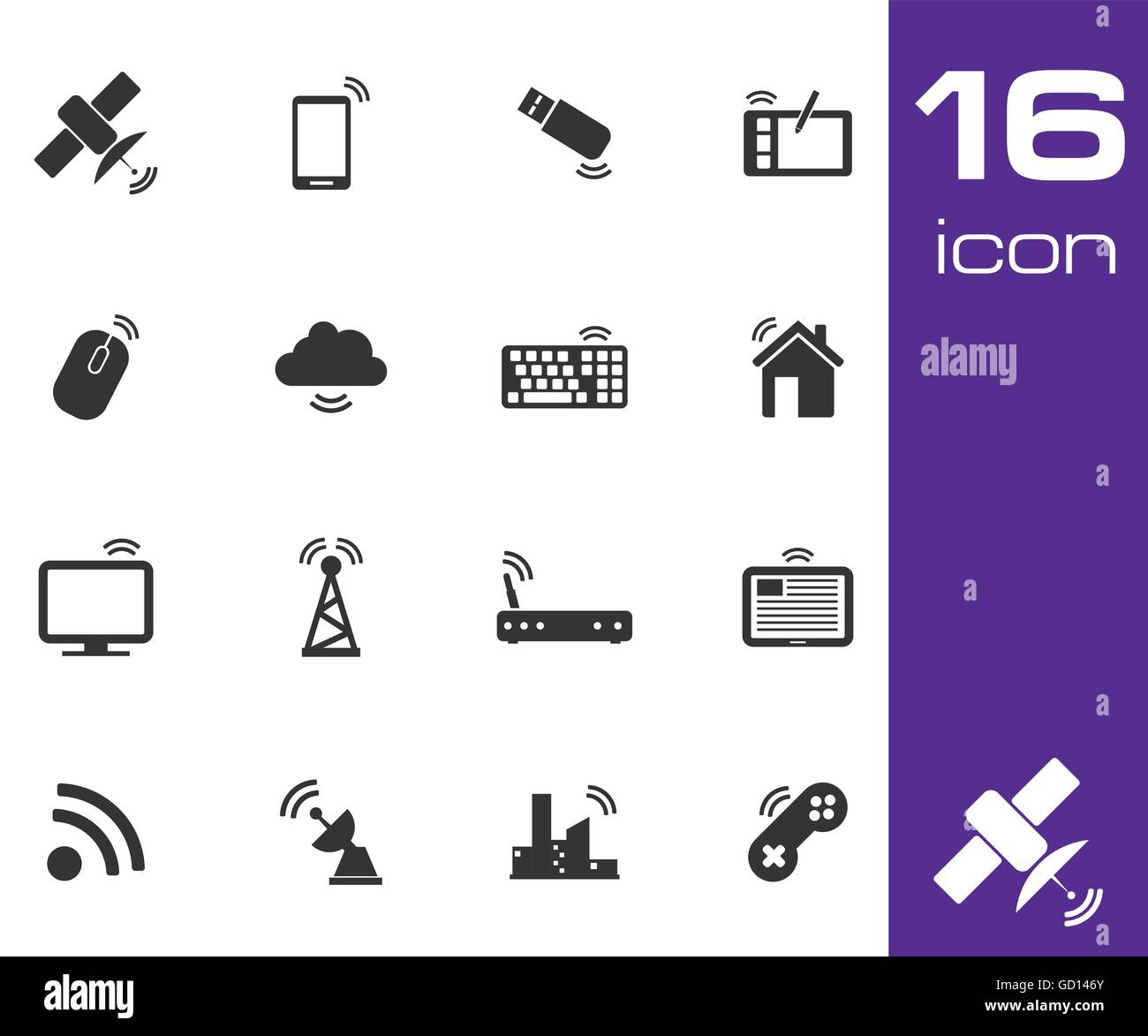 Vector black wireless icons set Stock Vector Image & Art - Alamy