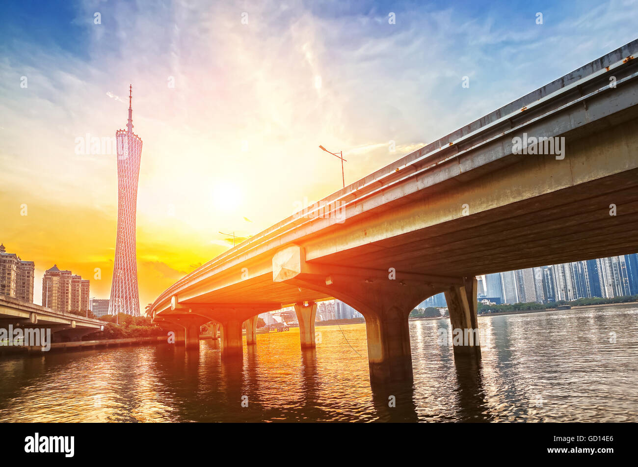 Sunset scenery of Guangzhou TV Tower Stock Photo - Alamy
