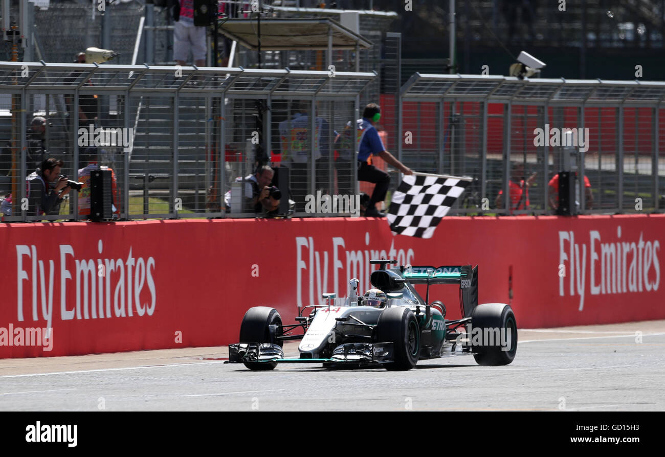 Mercedes' Lewis Hamilton crosses the finish line to win during the 2016 ...