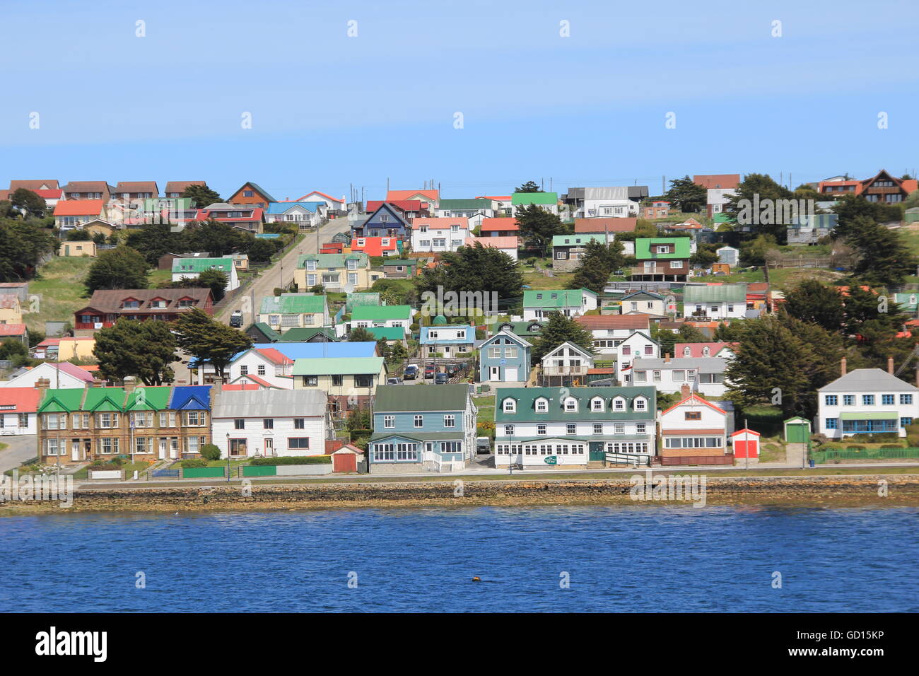 Stanley capital of the Falkland Islands from the water Stock Photo - Alamy