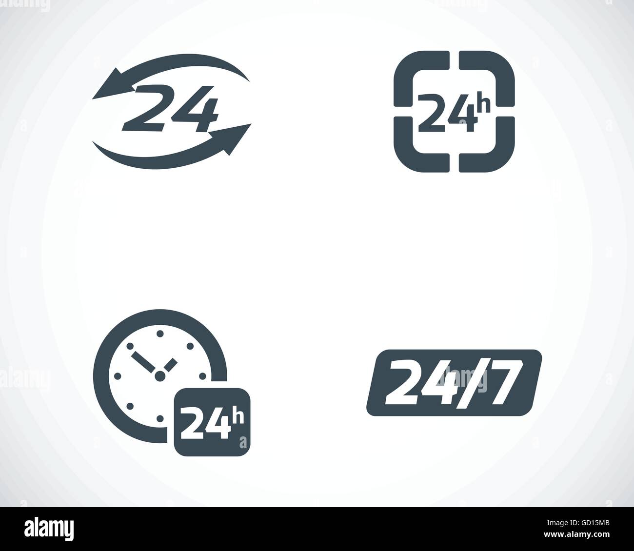 Vector black 24 hours icons set Stock Vector Image & Art - Alamy