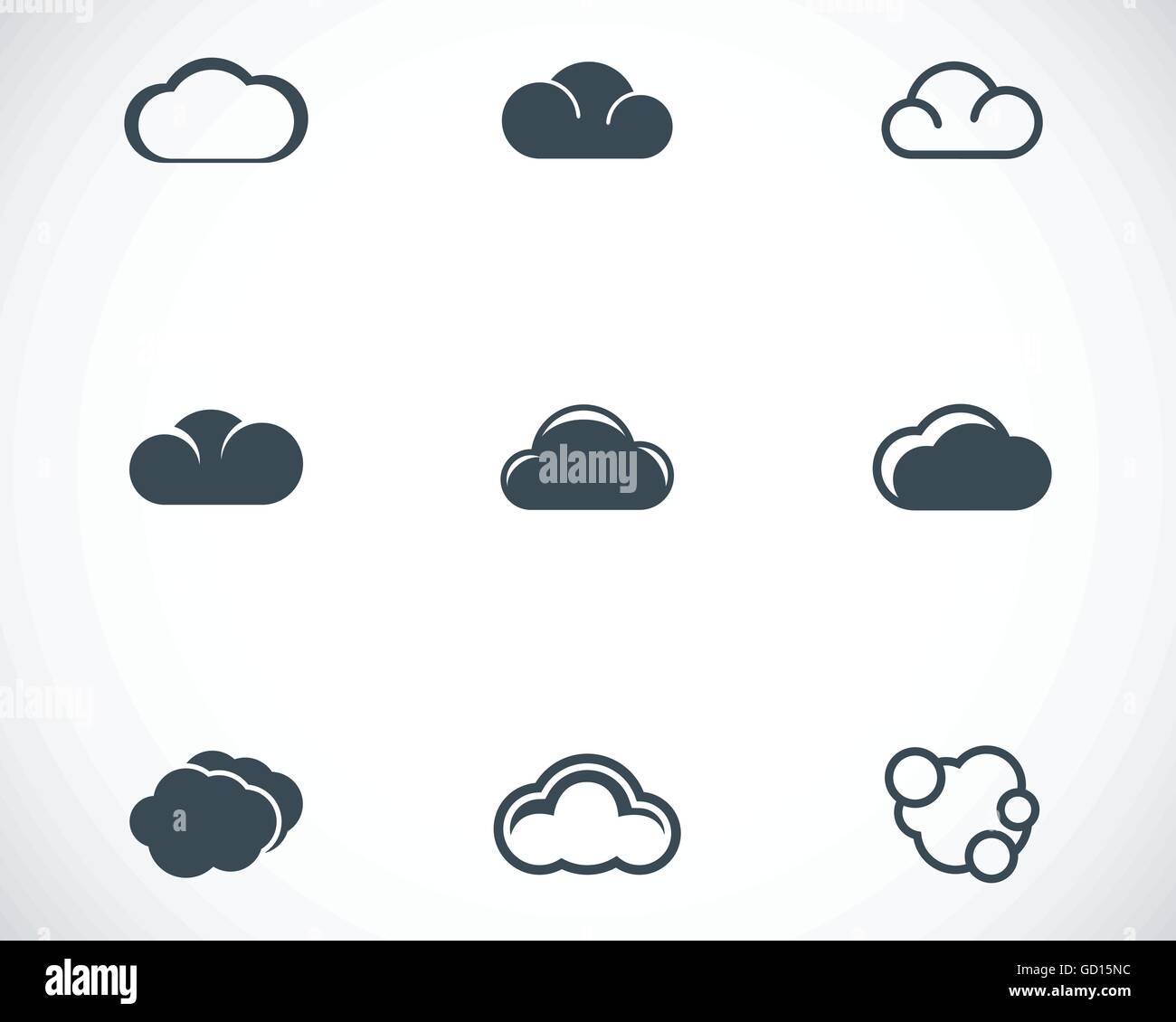 Vector black cloud icons set Stock Vector Image & Art - Alamy