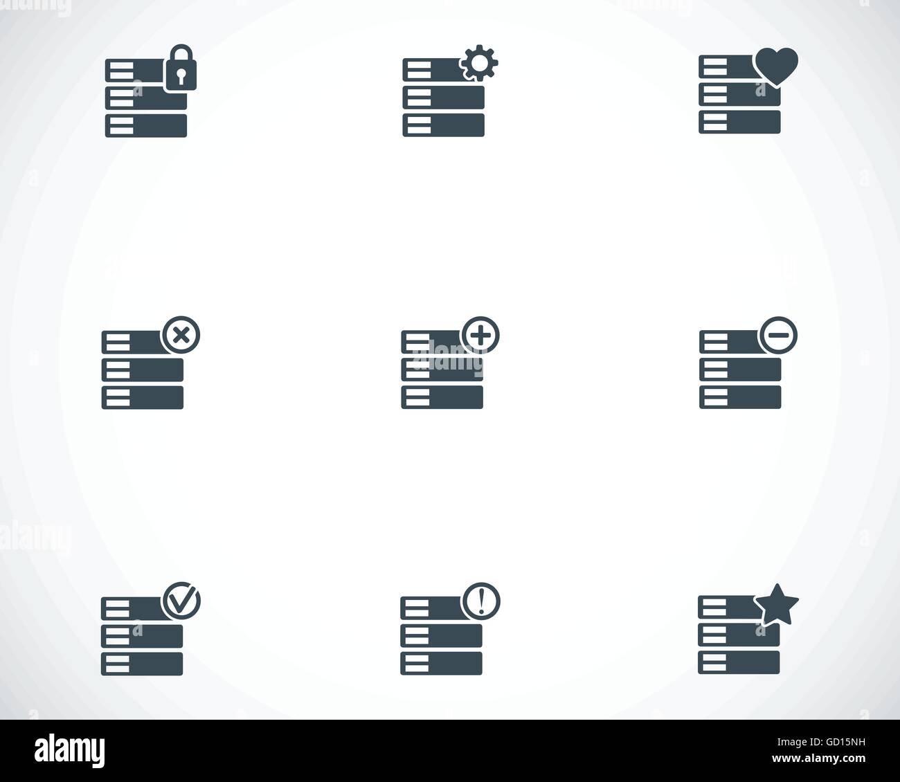 Vector black database icons set Stock Vector Image & Art - Alamy