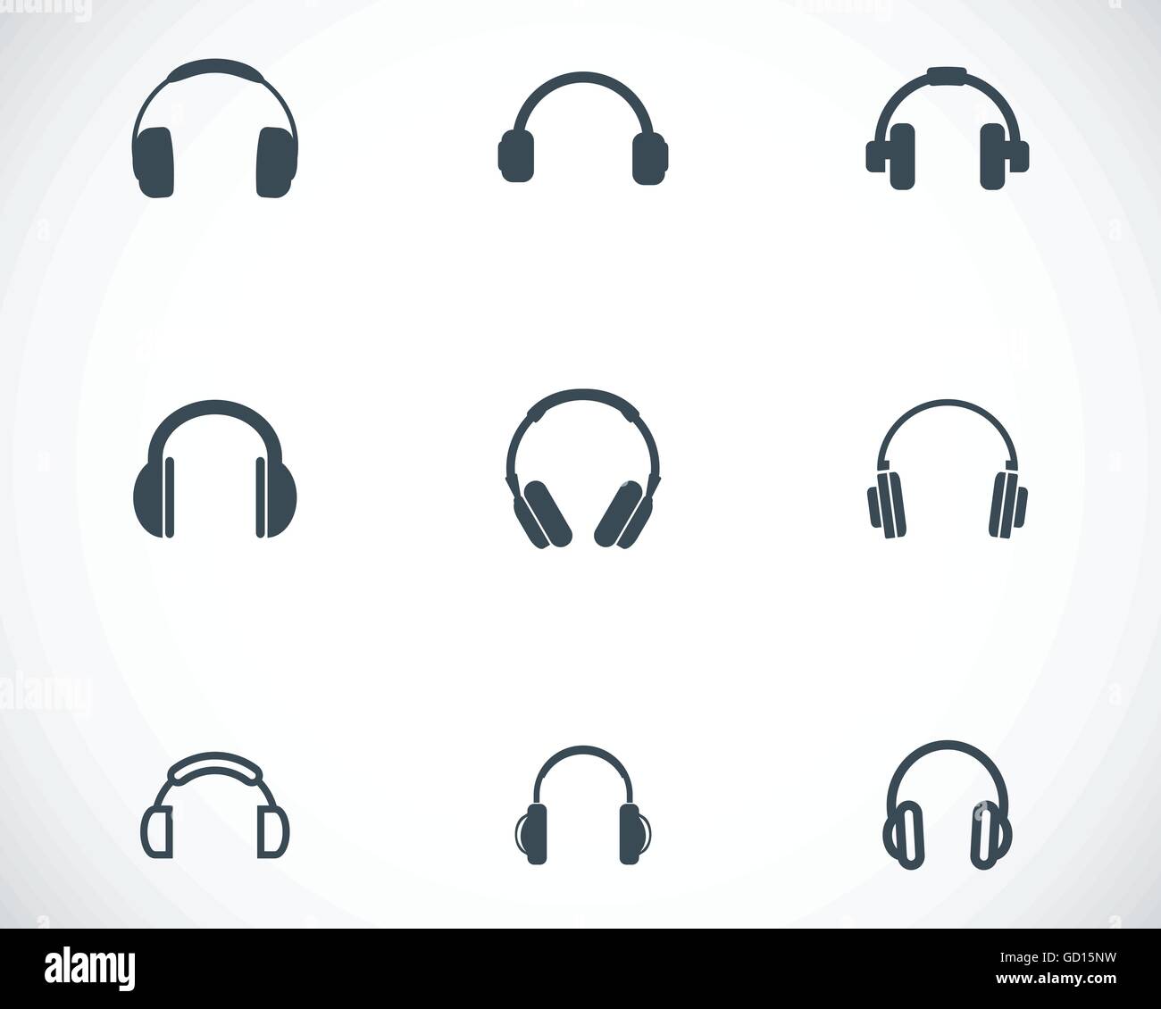 Vector black headphone icons set Stock Vector Image & Art - Alamy
