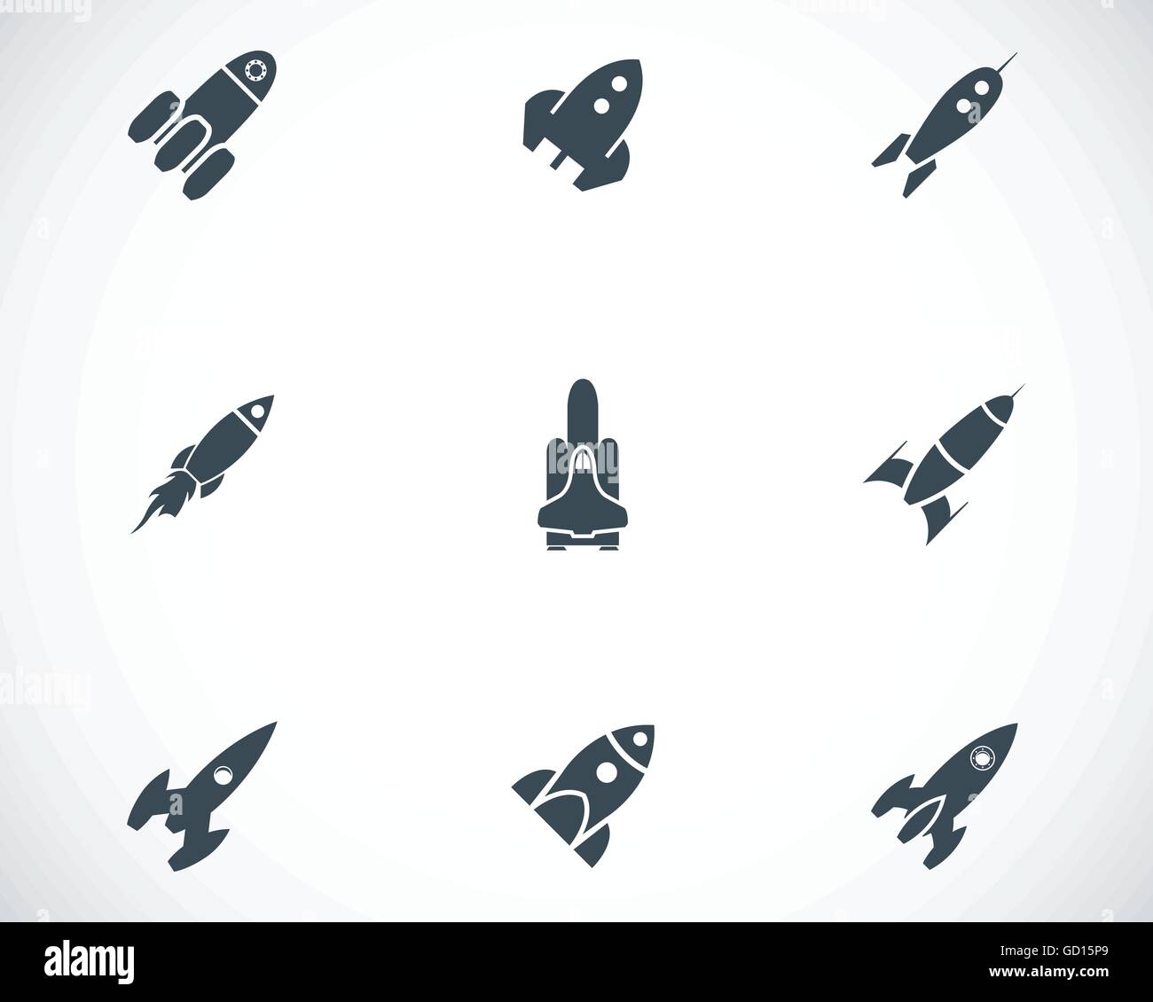 Vector black rocket icons set Stock Vector Image & Art - Alamy