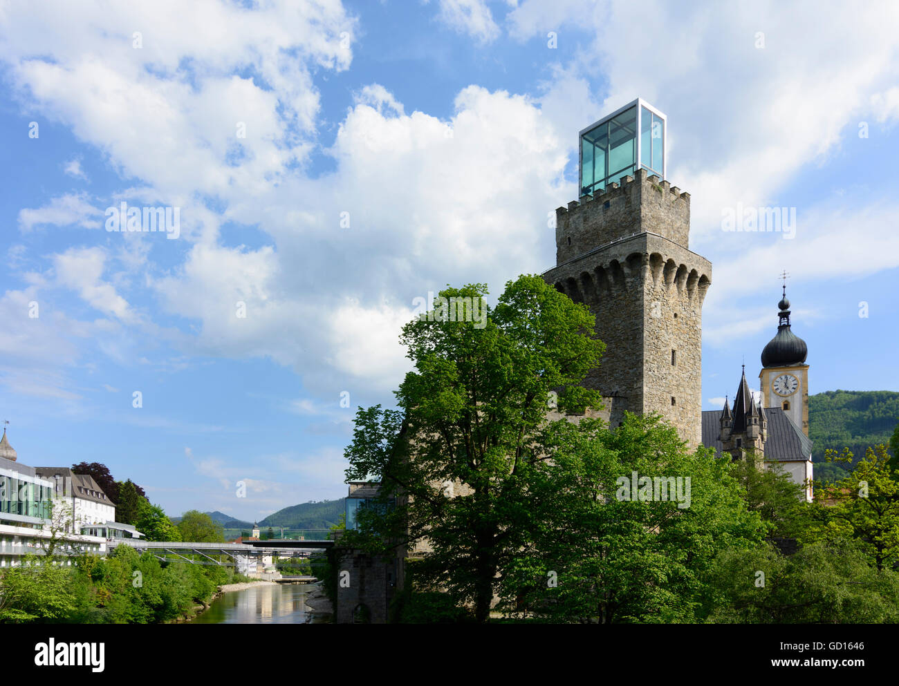 Keep of the rothschild castle and parish church hi-res stock ...