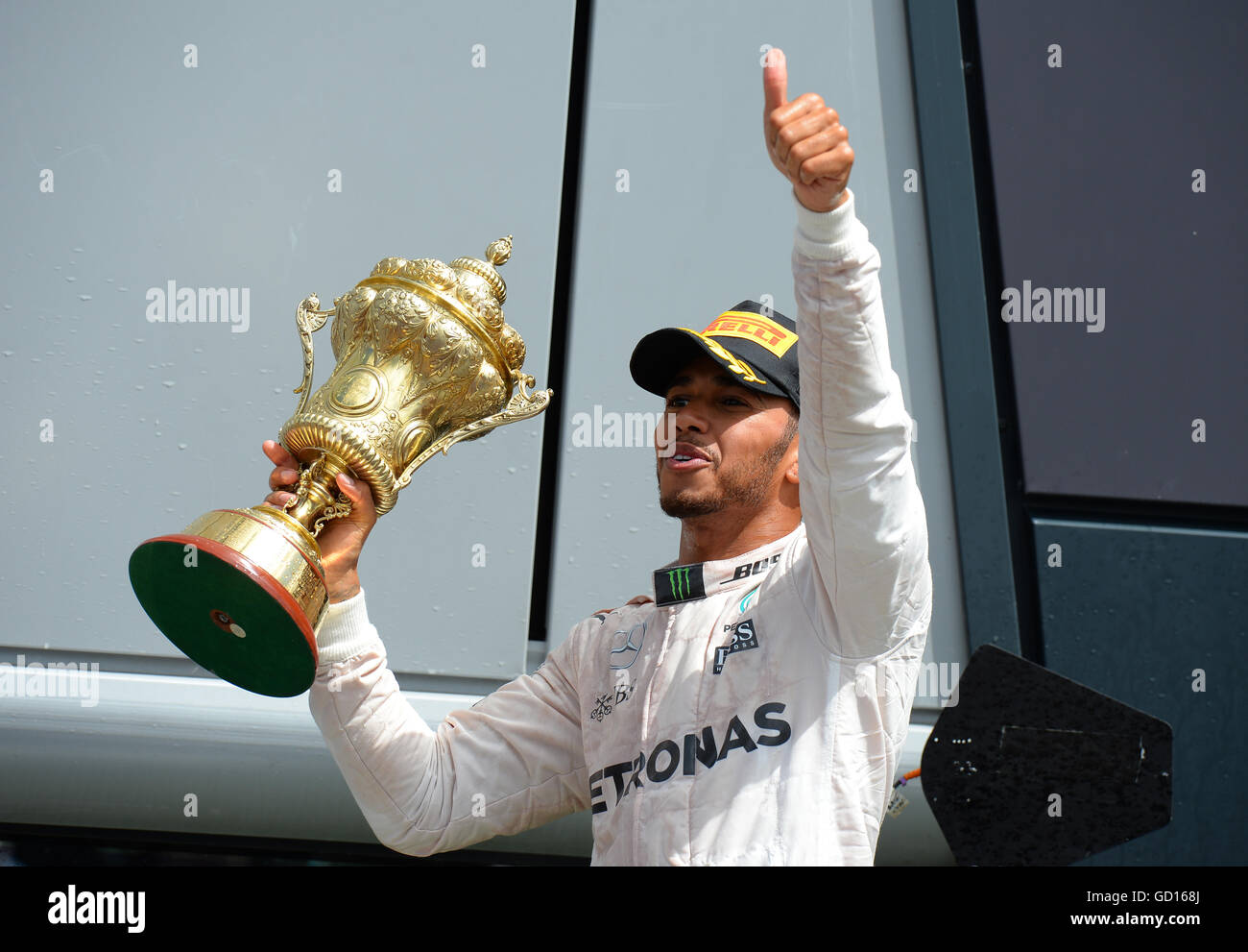 Mercedes' Lewis Hamilton celebrates after the 2016 British Grand Prix ...