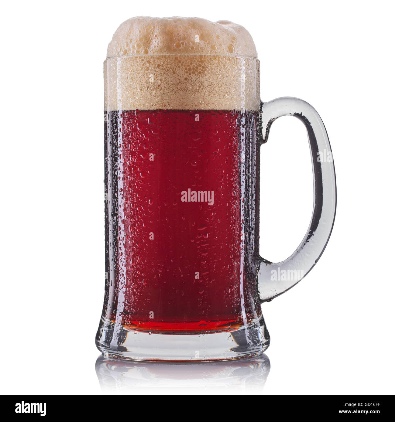 Frosty glass of red beer isolated on a white background Stock Photo - Alamy
