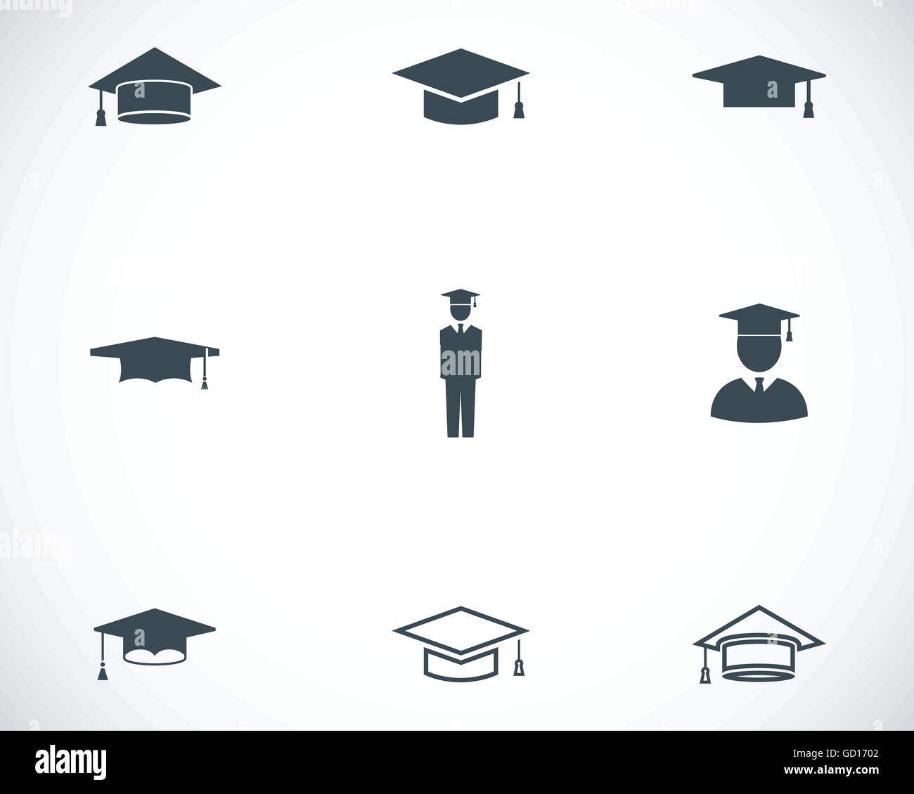 Vector black academic cap icons set Stock Vector Image & Art - Alamy