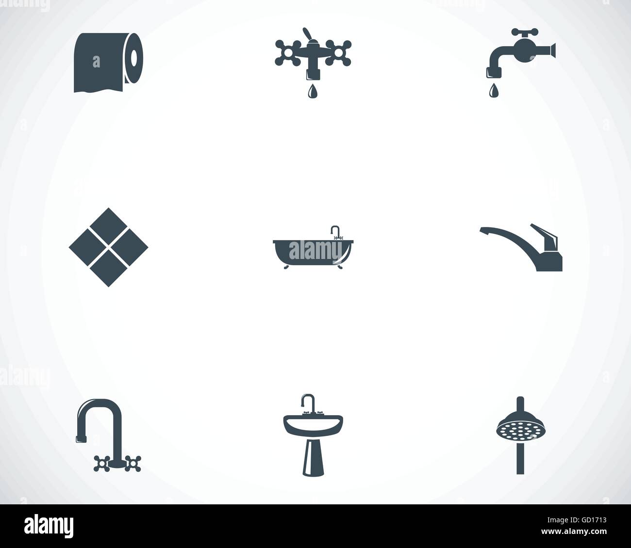 Vector black bathroom icons set Stock Vector Image & Art - Alamy